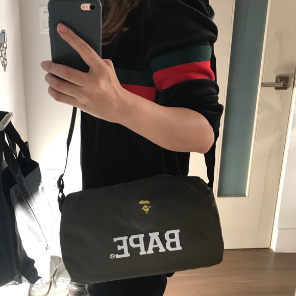 Bape | Bags | A Bathing Ape Army Green Small Barrel Shoulder Bag | Poshmark
